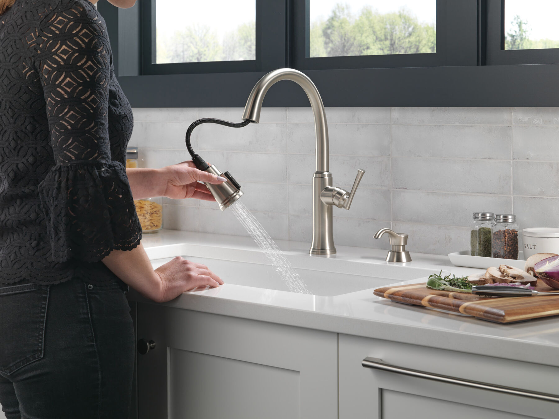 Pull-Down Kitchen Faucet 1L w/Soap Disp (Recertified) in Spotshield ...