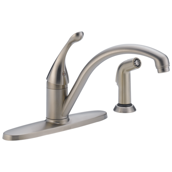 Single Handle Kitchen Faucet with Spray in Stainless 440-SS-DST | Delta ...