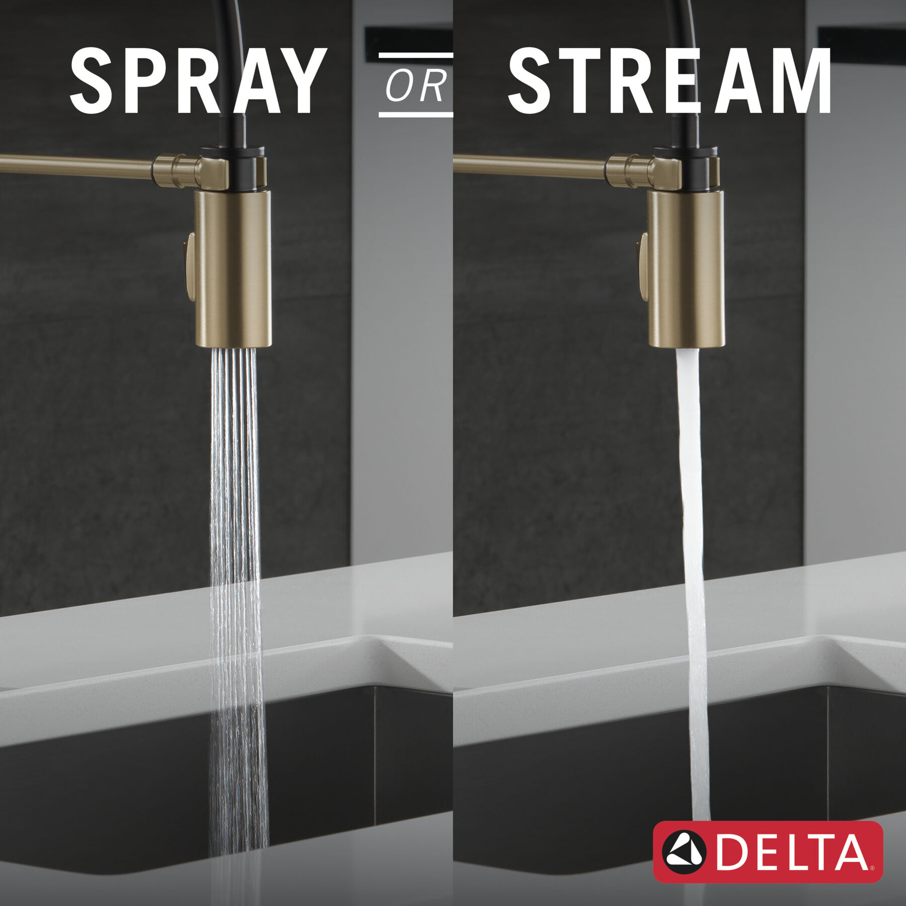 Single-Handle Pull-Down Spring Kitchen Faucet in Champagne Bronze 18803 ...