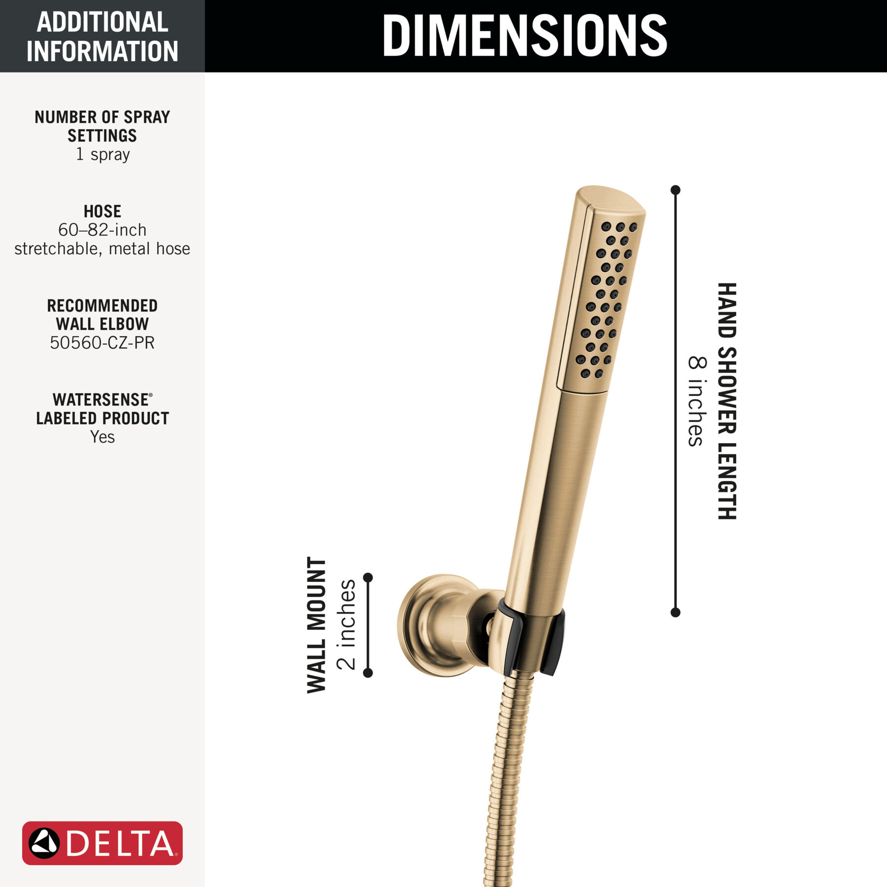 Premium Single-Setting Adjustable Wall Mount Hand Shower in Lumicoat ...