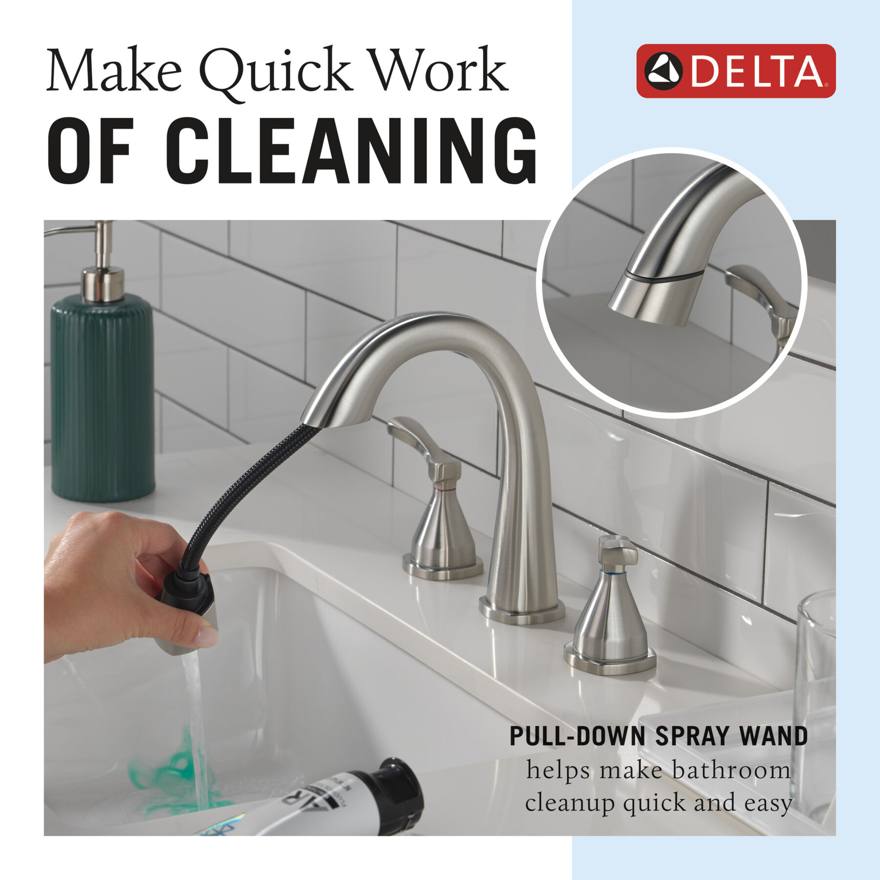 Two Handle Widespread Pull Down Bathroom Faucet in Lumicoat® Stainless 35775-SSPD-PR-DST | Delta ...