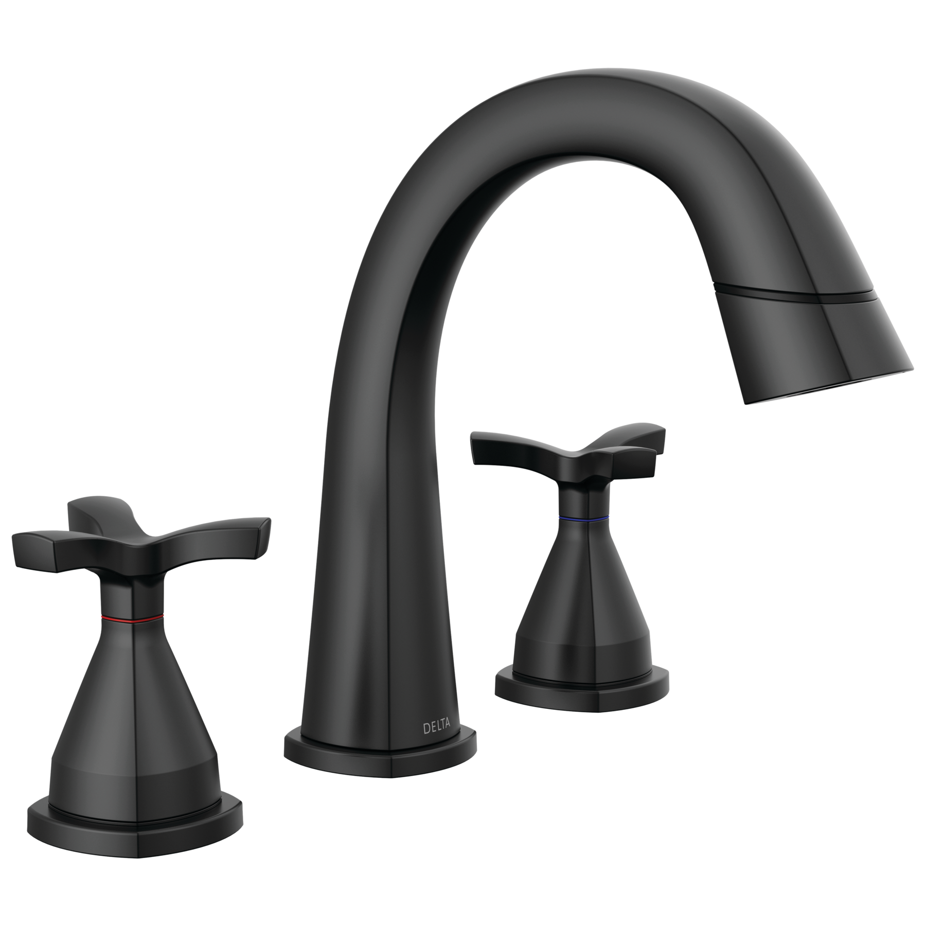 Two Handle Widespread Pull Down Bathroom Faucet in Matte Black 357756-BLPD-DST | Delta Faucet