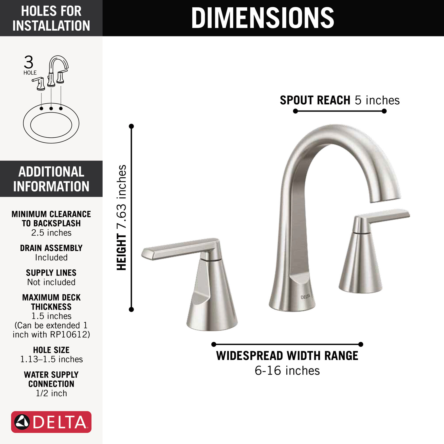 Two Handle Widespread Bathroom Faucet in Spotshield Brushed Nickel 35832LF-SP | Delta Faucet
