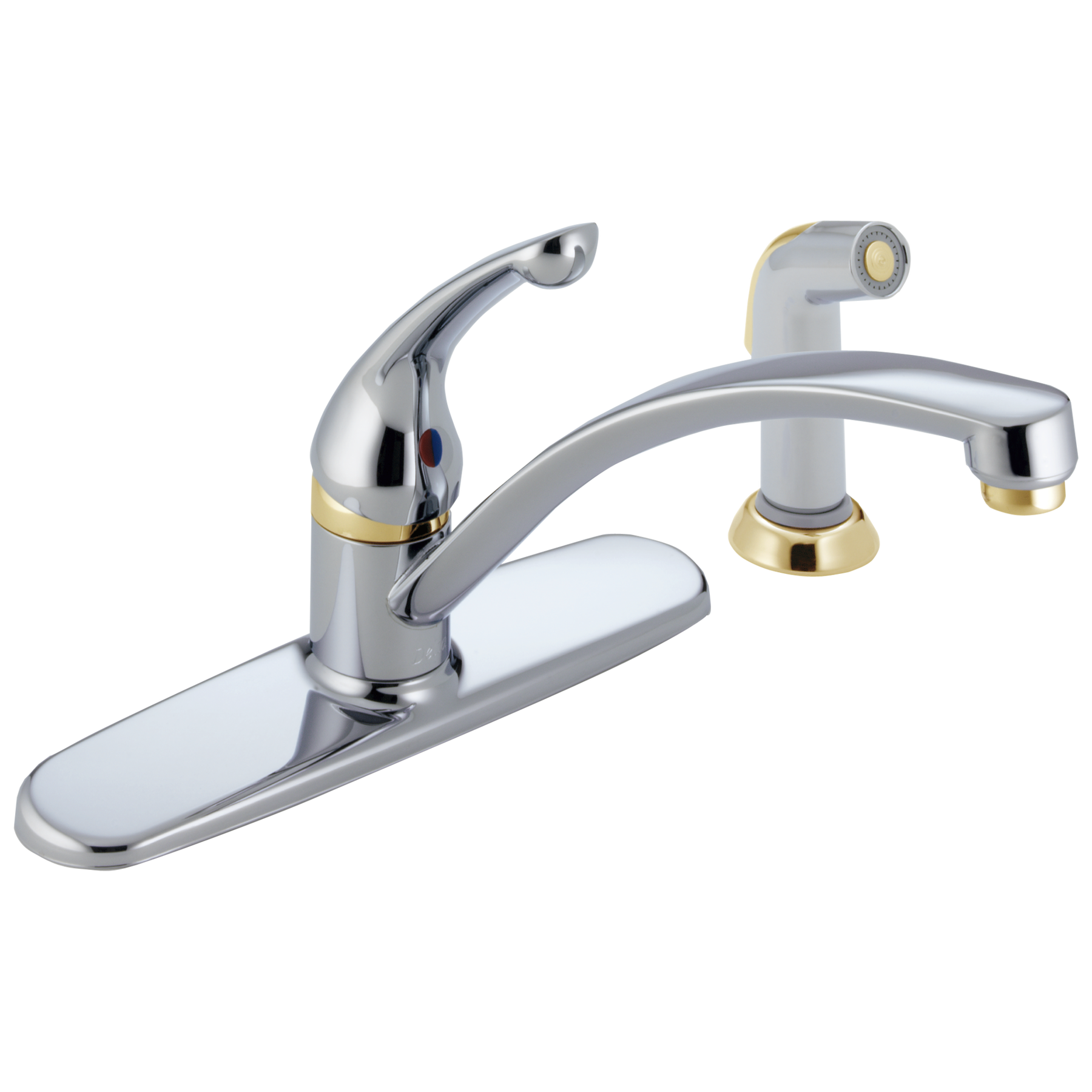Single Handle Kitchen Faucet in Chrome & Polished Brass 440-CB | Delta ...
