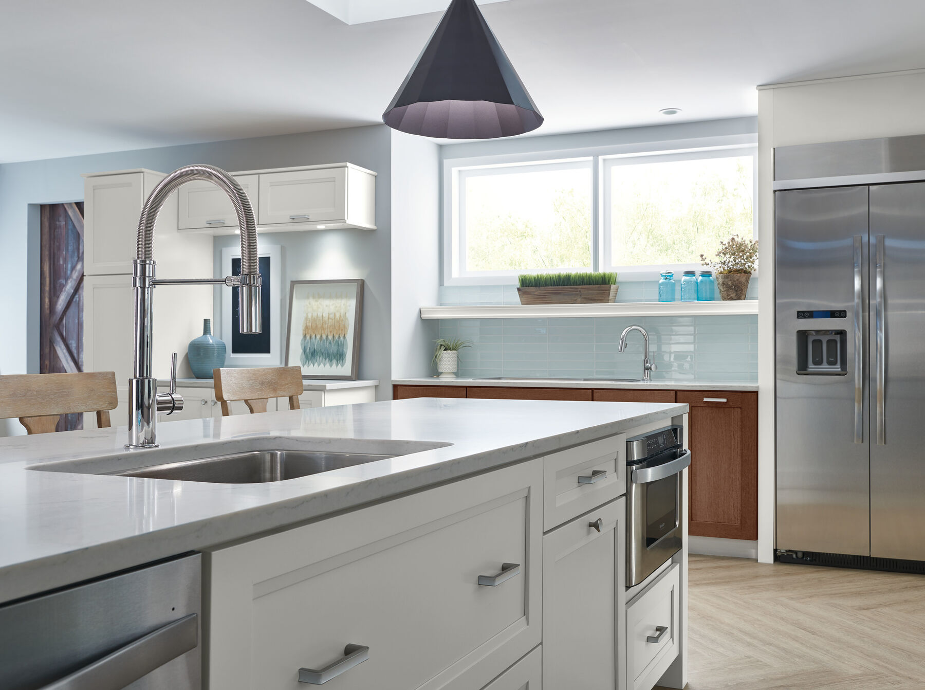 Single-Handle Pull-Down Spring Kitchen Faucet in Chrome 9659-DST ...