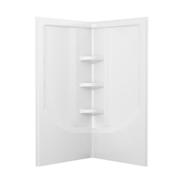 38'' Direct-to-Stud Corner Shower Wall Set in High Gloss White B67916 ...