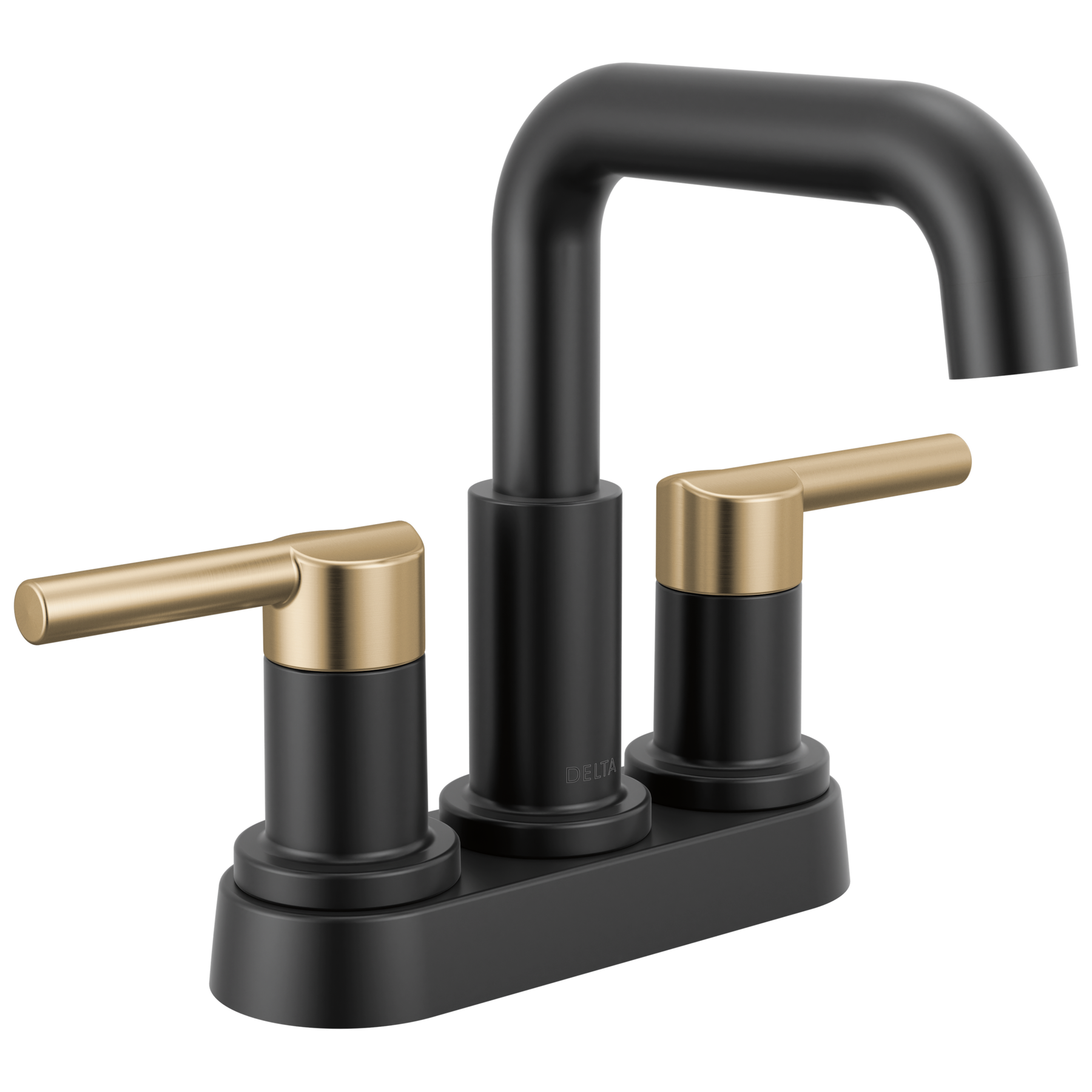 Two Handle Centerset Bathroom Faucet in Matte Black / Champagne Bronze 25849LF-GZ | Delta Faucet