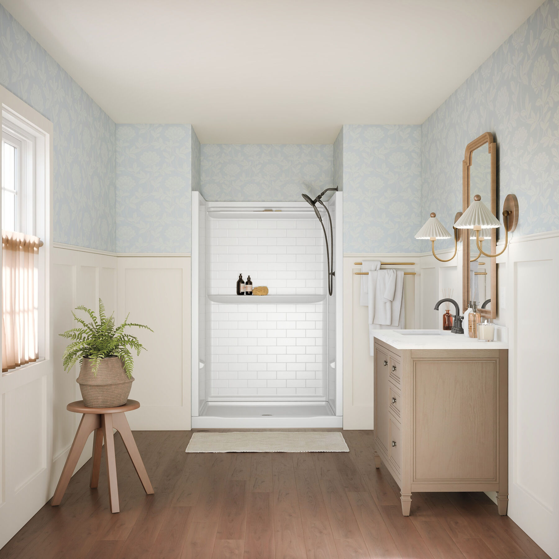 ProCrylic Tile 48 in. x 34 in. Shower Wall in High Gloss White B122106 ...