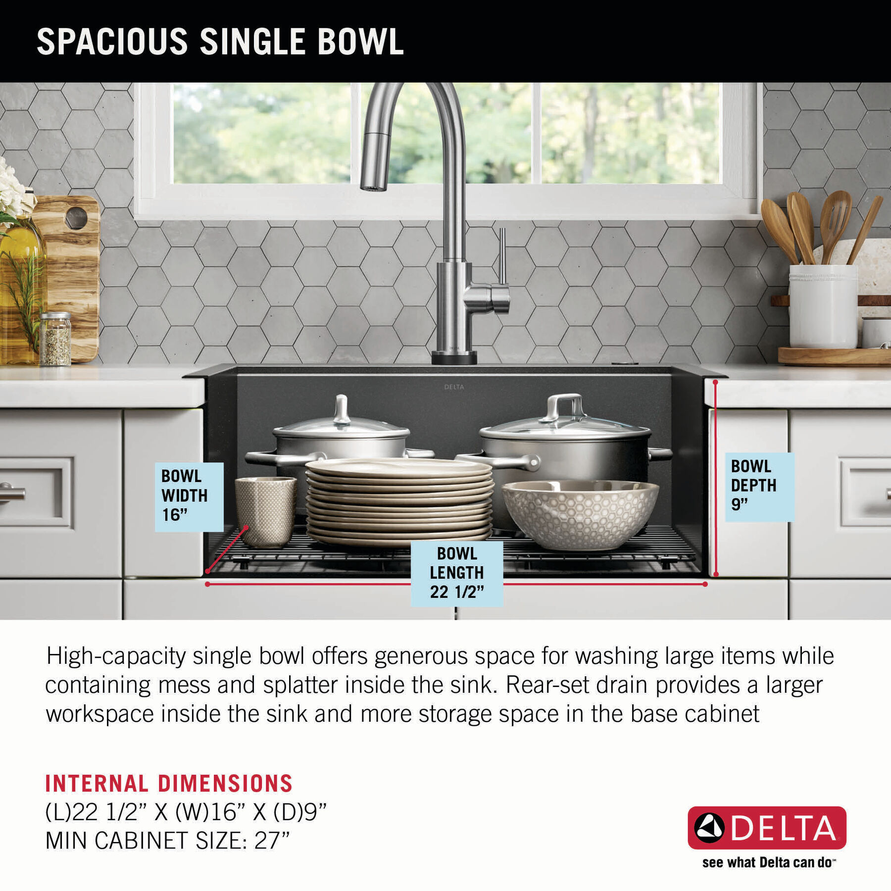 25” Drop-In Top Mount 16 Gauge Workstation Kitchen Sink Single Bowl ...