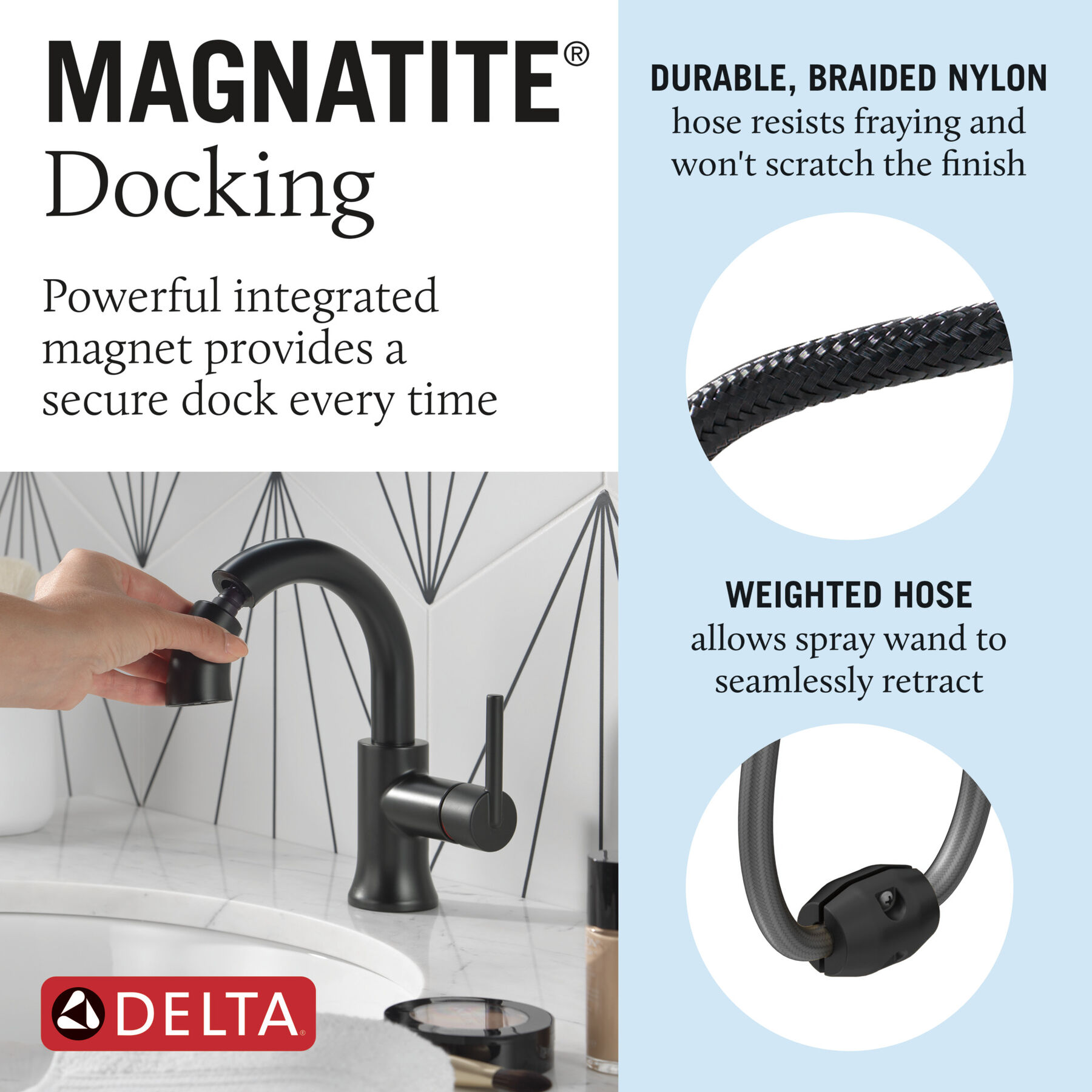 Single Handle Pull-Down Bathroom Faucet in Matte Black 559HAR-BLPD-DST ...