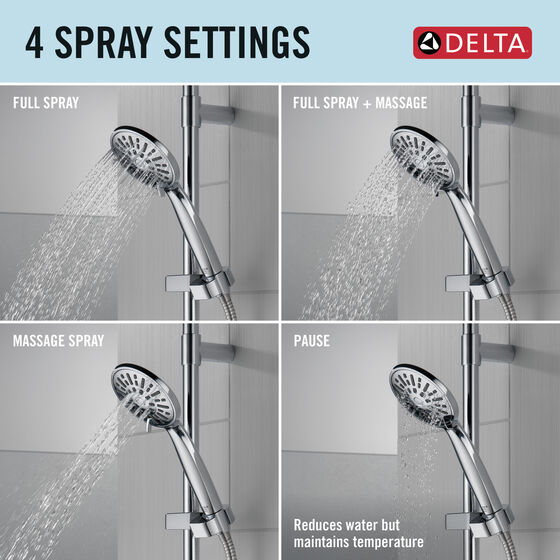 Hand Shower 1.75 GPM w/Slide Bar 4S in Chrome 51361 | Delta Faucet