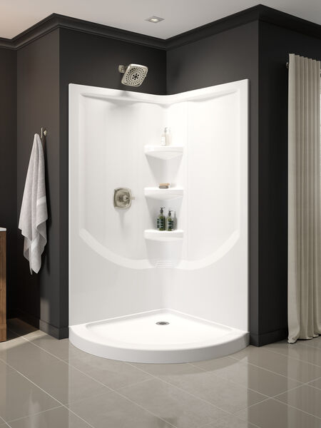 38'' Round Corner Shower Base in High Gloss White B711917-3838-WH ...