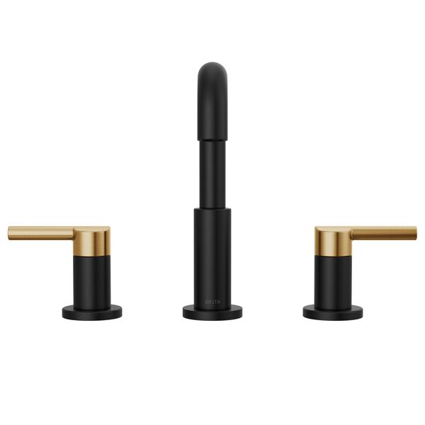 Two Handle Widespread Bathroom Faucet in Matte Black / Champagne Bronze ...