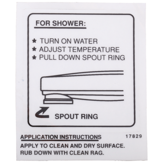 Decal - Tub Spout - Pull-Down Diverter RP17829 | Delta Faucet