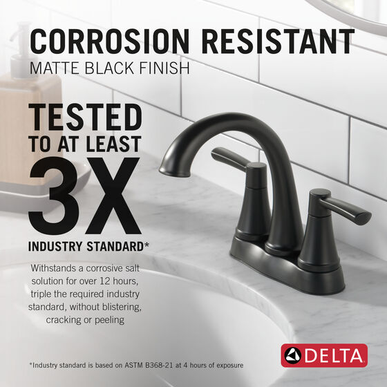 Two Handle Centerset Bathroom Faucet in Matte Black 25862LF-BL | Delta ...
