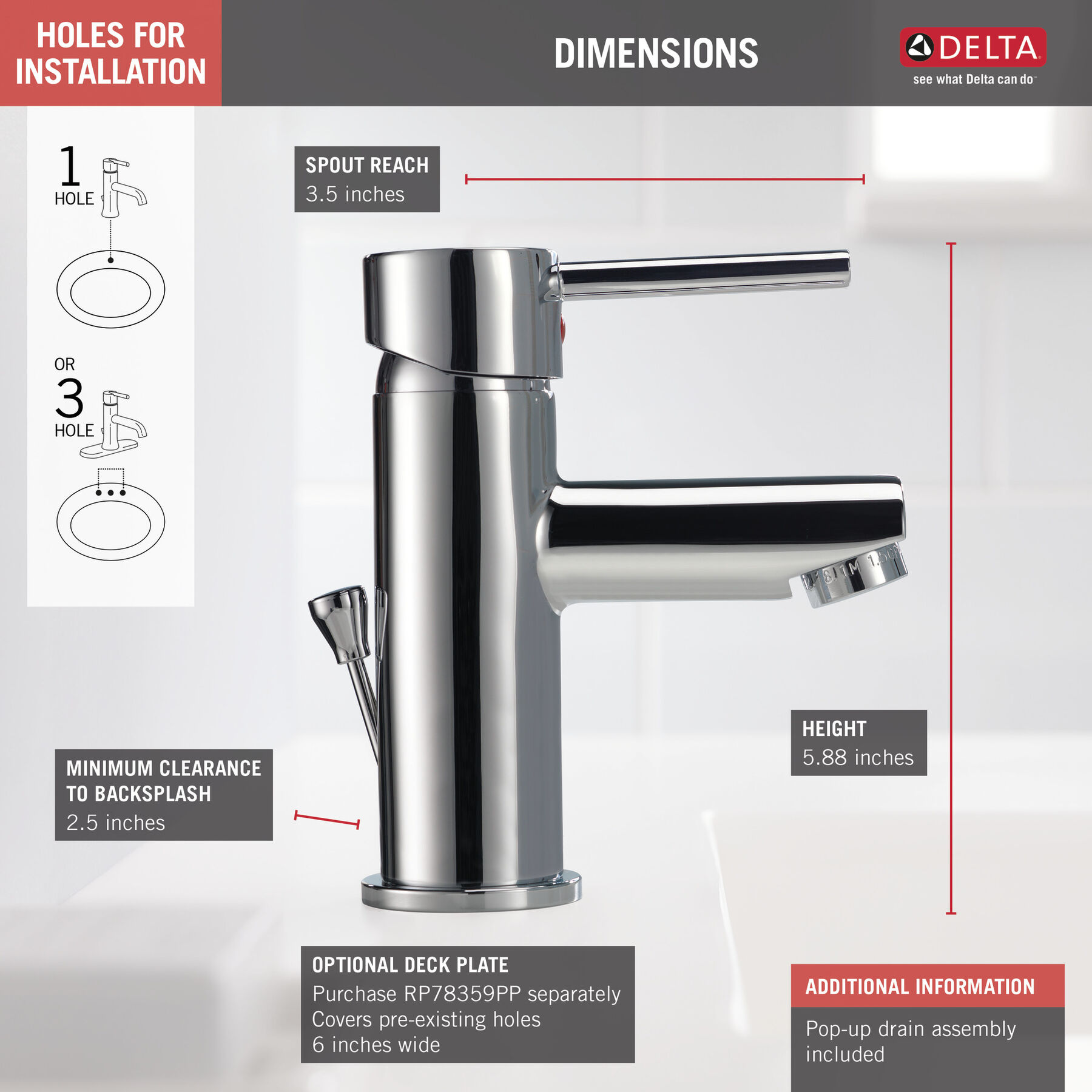 Single Handle Project-Pack Bathroom Faucet in Chrome 559LF-PP | Delta ...