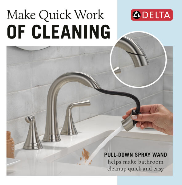 Two Handle Widespread Pull-Down Bathroom Faucet in Stainless 3533LF ...