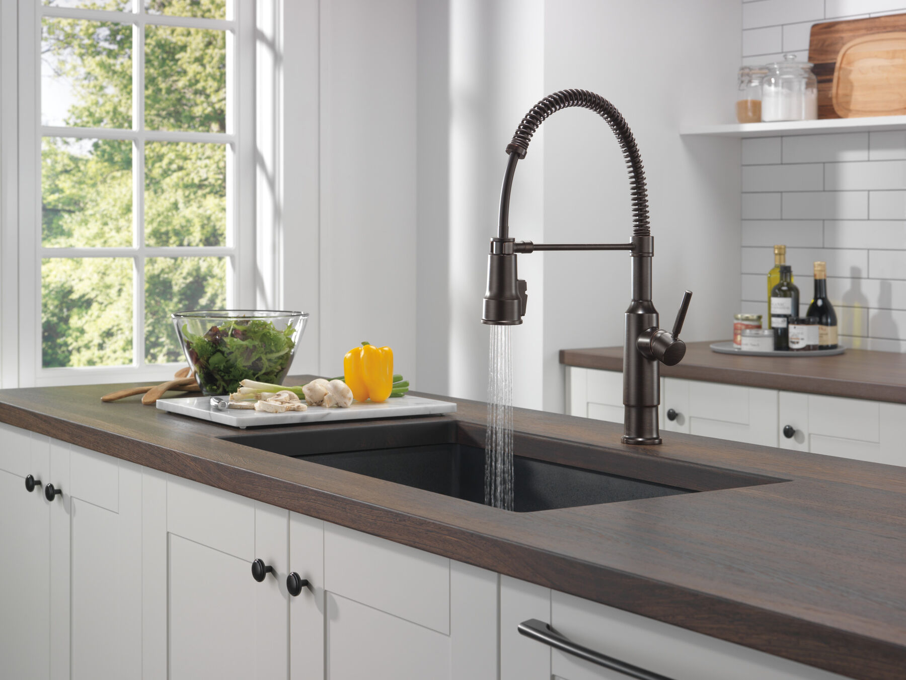Single-Handle Pull-Down Spring Kitchen Faucet (Recertified) in Venetian ...