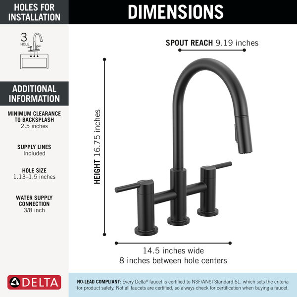 Single Handle Pull-Down Kitchen Faucet in Matte Black 19867LF-BL ...