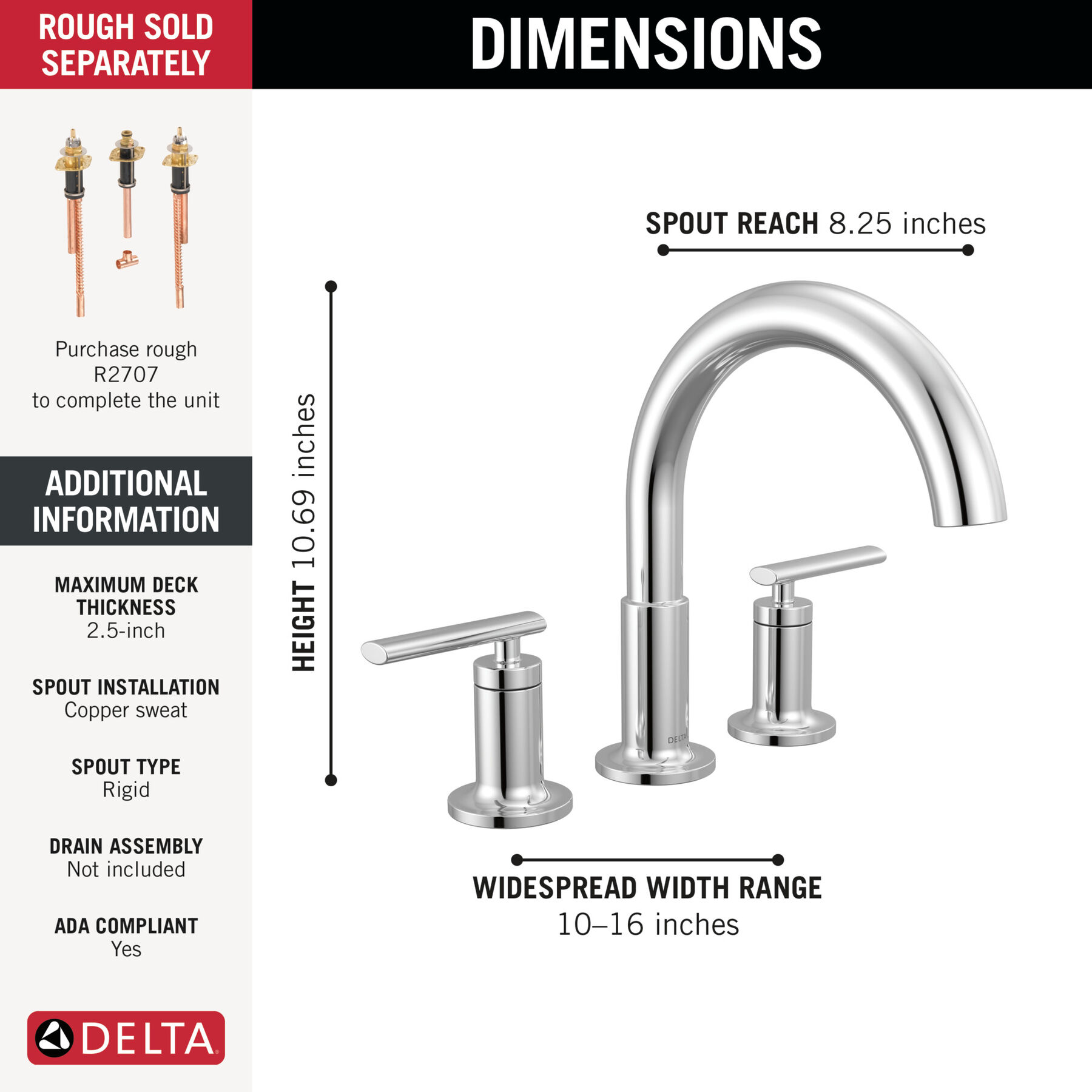 Roman Tub Trim in Chrome T2742 | Delta Faucet
