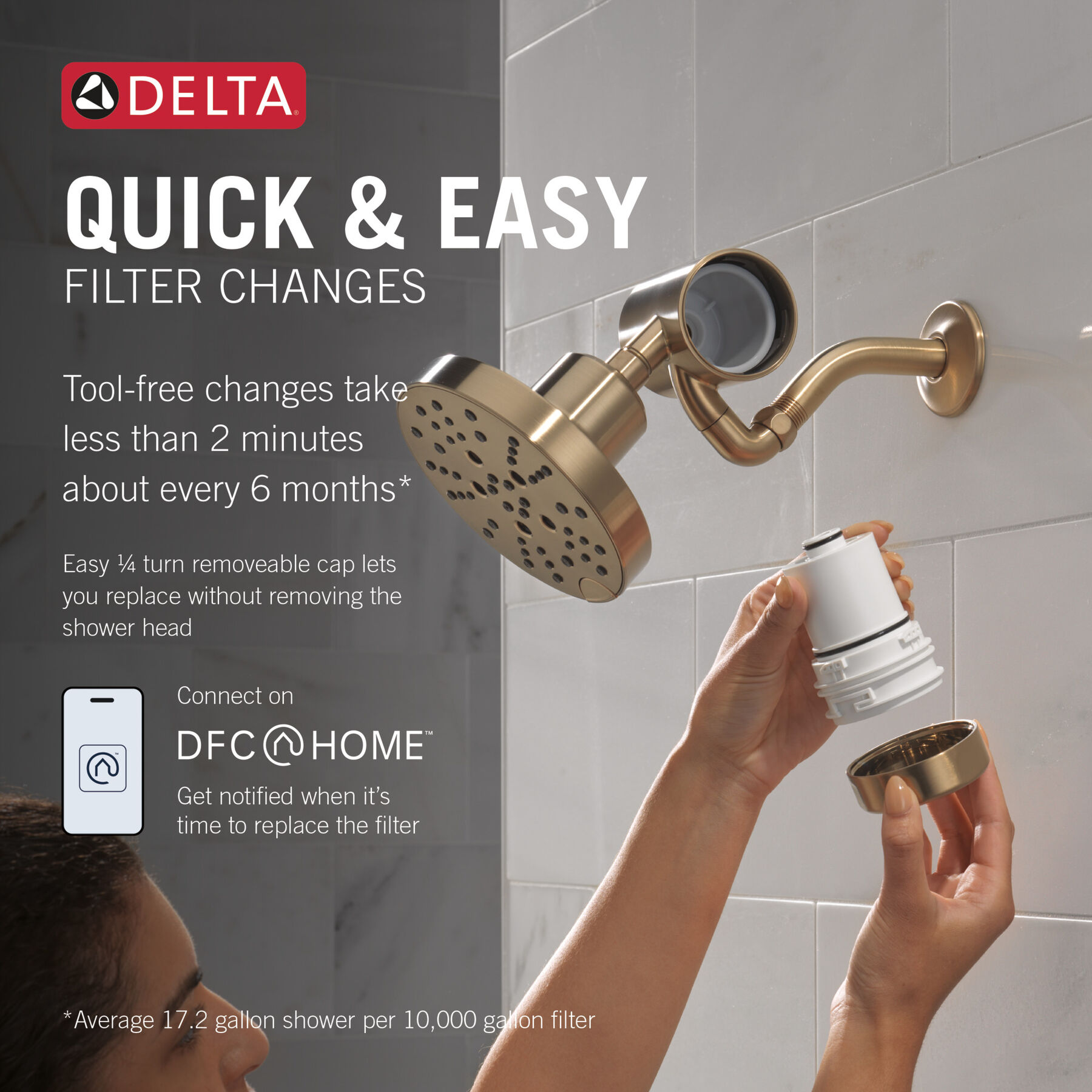 Premium Shower Filter Attachment in Champagne Bronze 5SF100-CZ | Delta ...