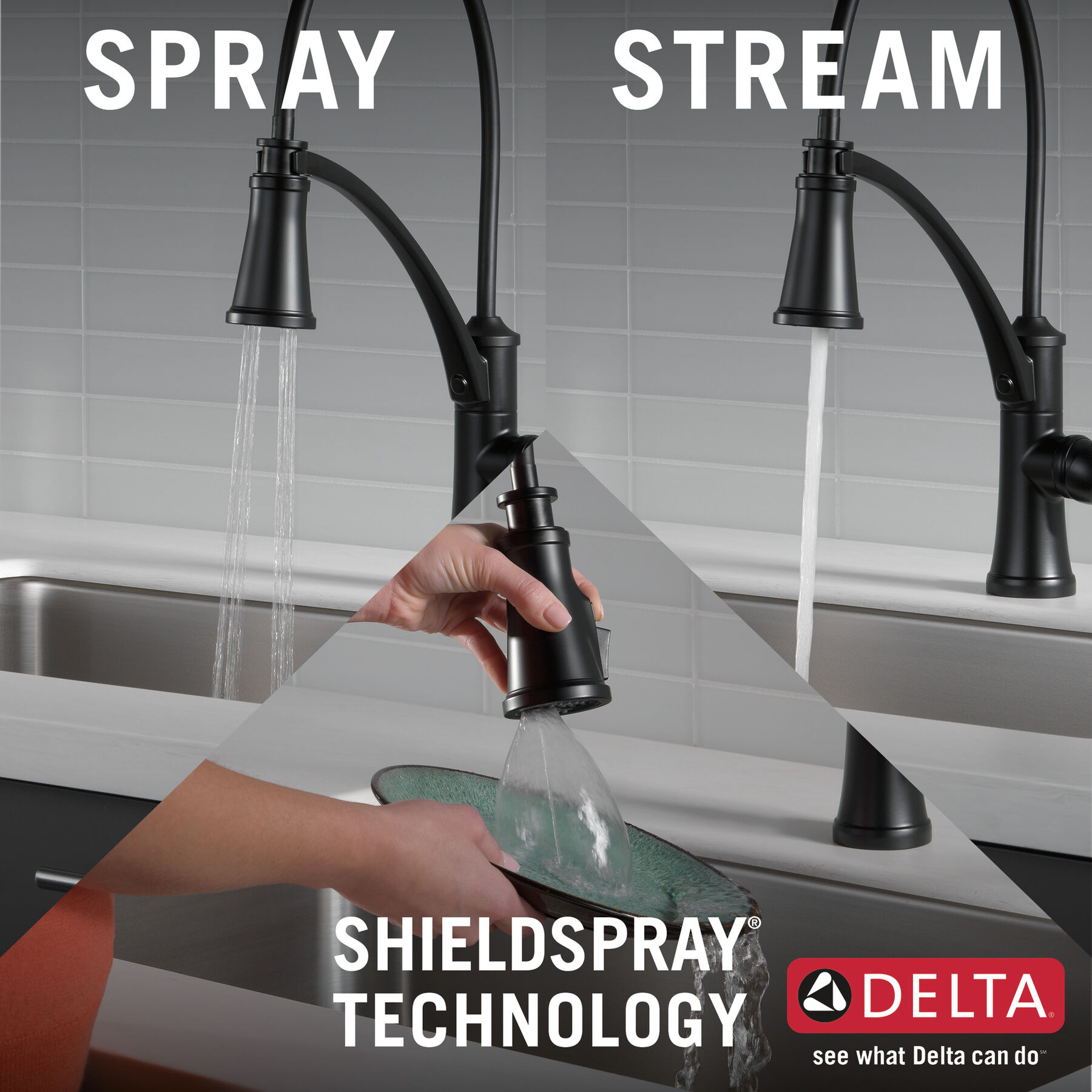 Single Handle Pull-Down Kitchen Faucet with ShieldSpray in Matte Black ...
