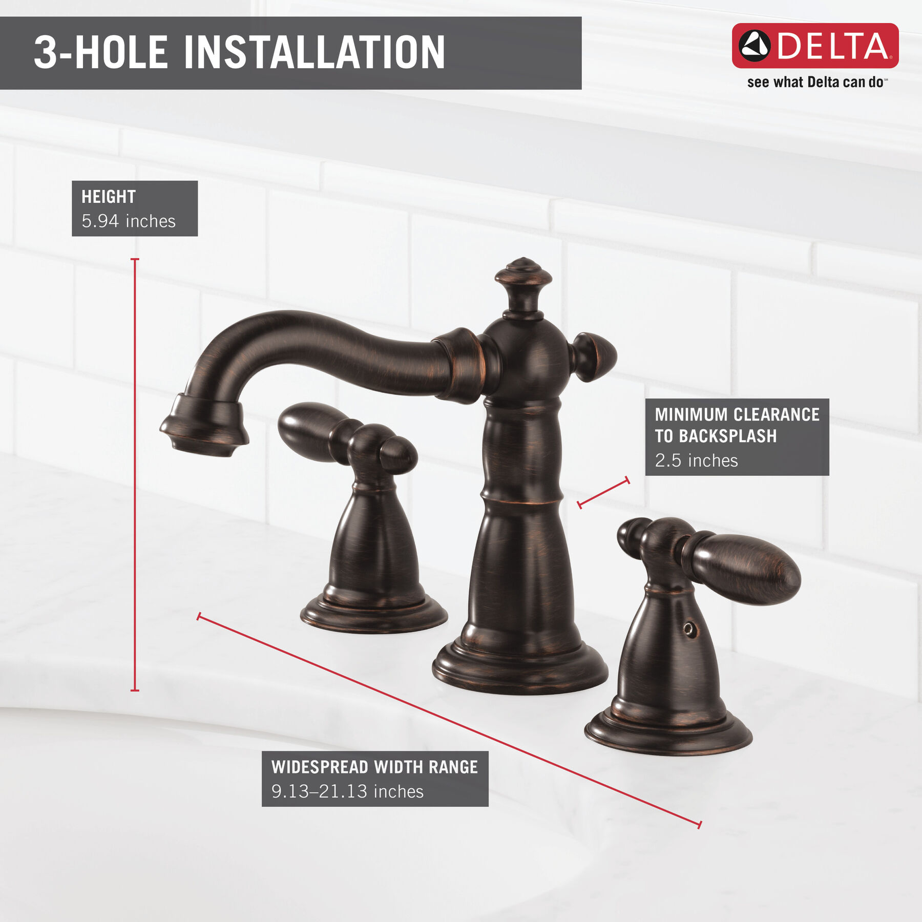 Two Handle Widespread Bathroom Faucet in Venetian Bronze 35955-RB-DST ...