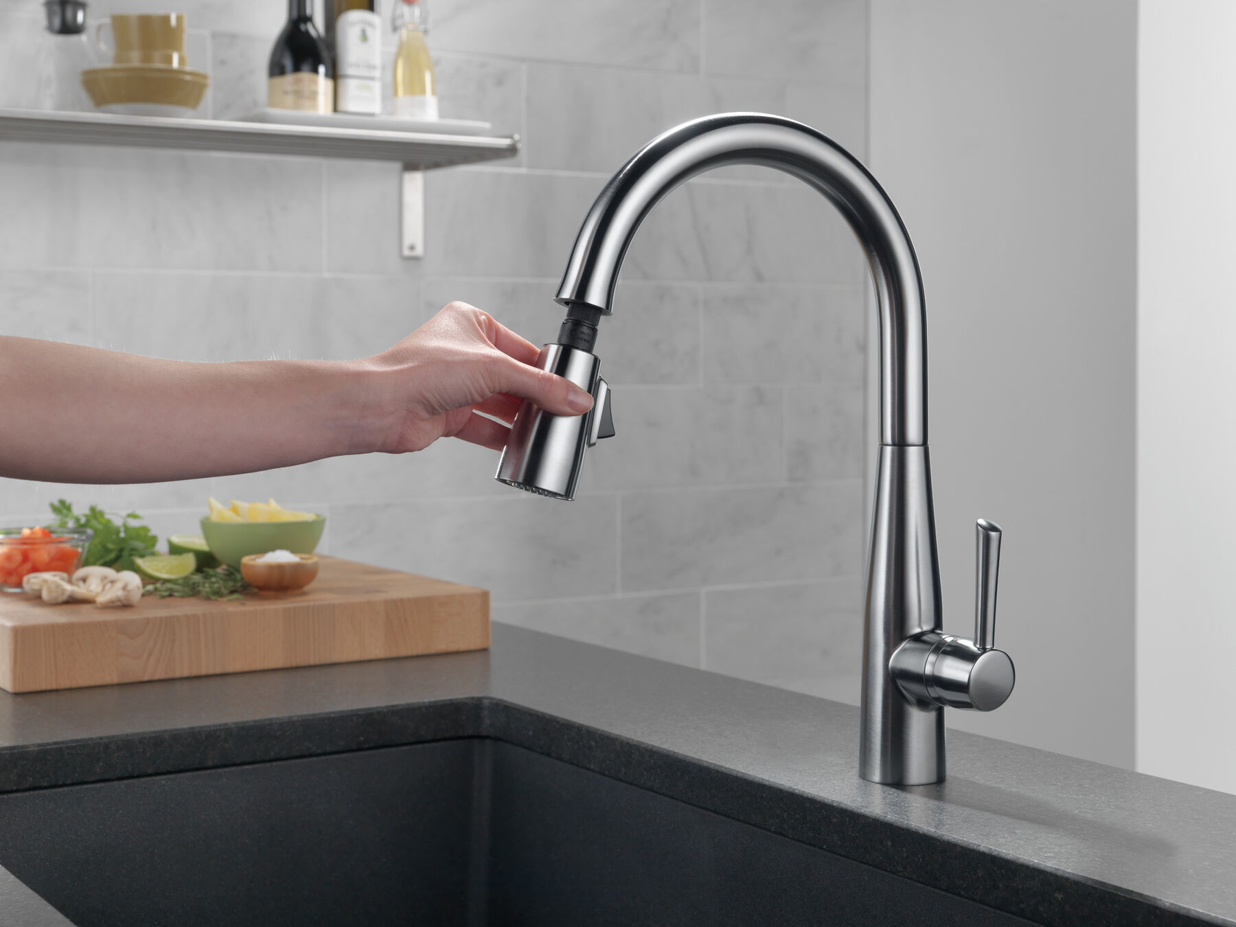 Single Handle Pull-Down Kitchen Faucet in Arctic Stainless 9113-AR-DST ...