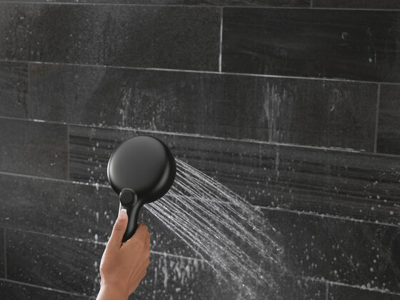 7-Setting Wall Mount Hand Shower with Cleaning Spray in Matte Black ...