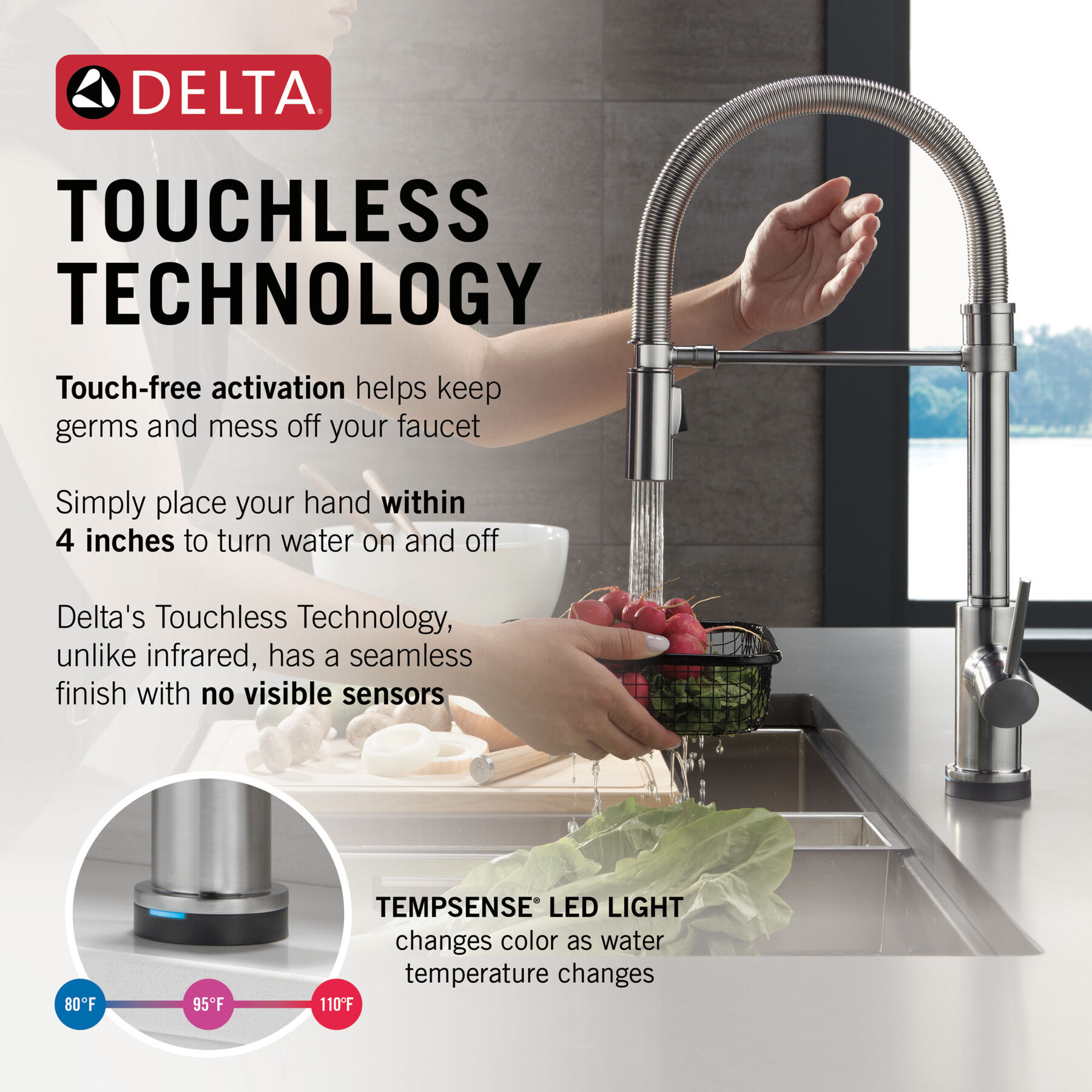 Touch2O® Kitchen Faucet with Touchless Technology in Arctic Stainless ...