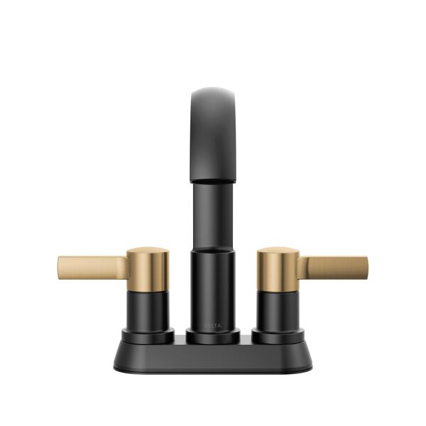 Two Handle Centerset Bathroom Faucet in Matte Black / Champagne Bronze 25855LF-GZ | Delta Faucet