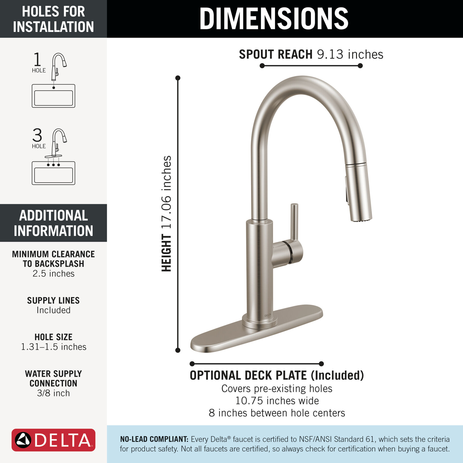 Single Handle Pull-Down Kitchen Faucet in Stainless 19867LF-SS | Delta ...