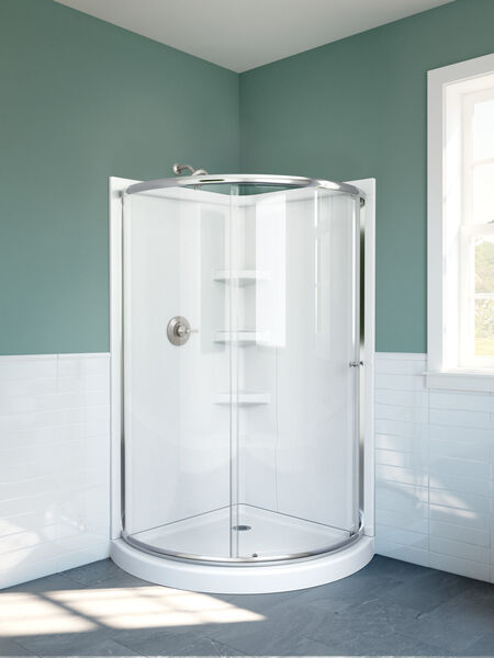 38'' Round Corner Shower Base in High Gloss White B711917-3838-WH ...