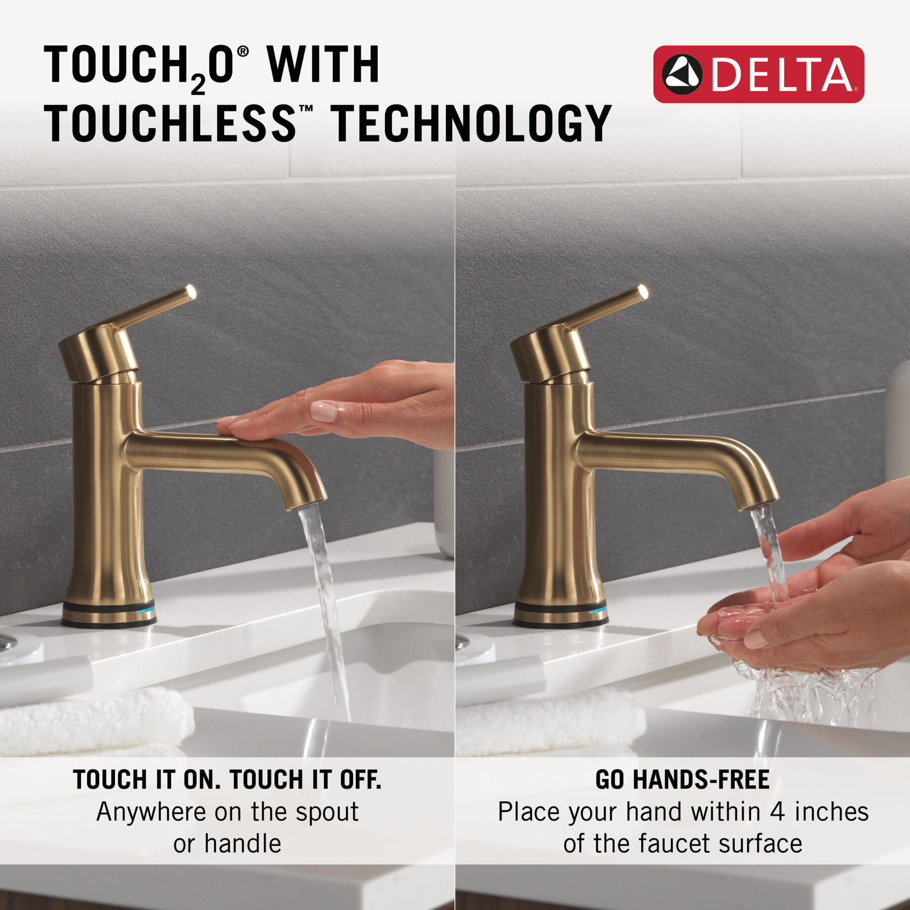 Touch2O Bathroom Faucet with Touchless Technology in Champagne Bronze ...