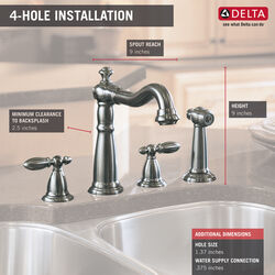 Single Handle Kitchen Faucet with Spray in Stainless 155-SS-DST | Delta ...