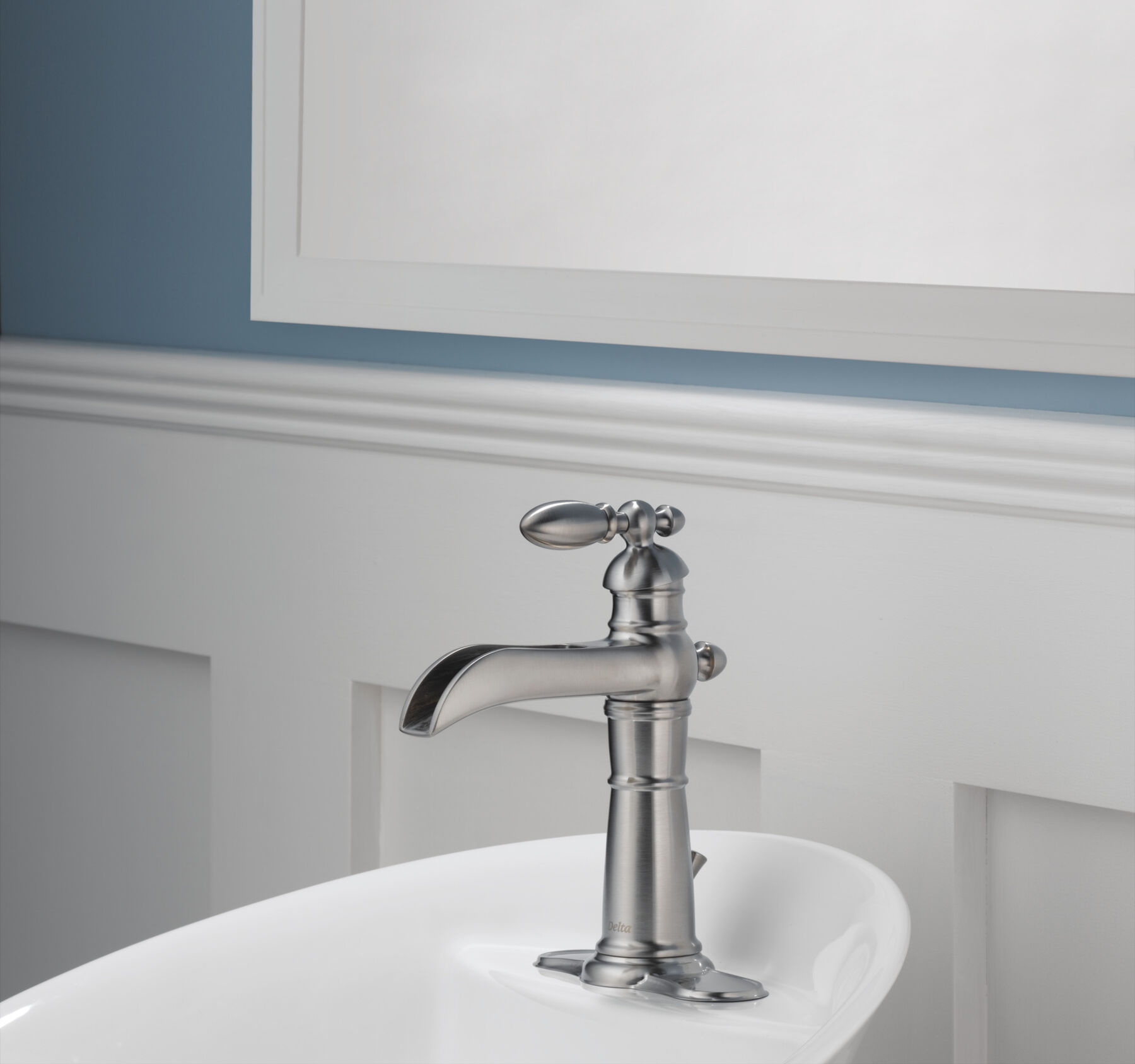 Single Handle Channel Bathroom Faucet in Stainless 554LF-SS | Delta Faucet