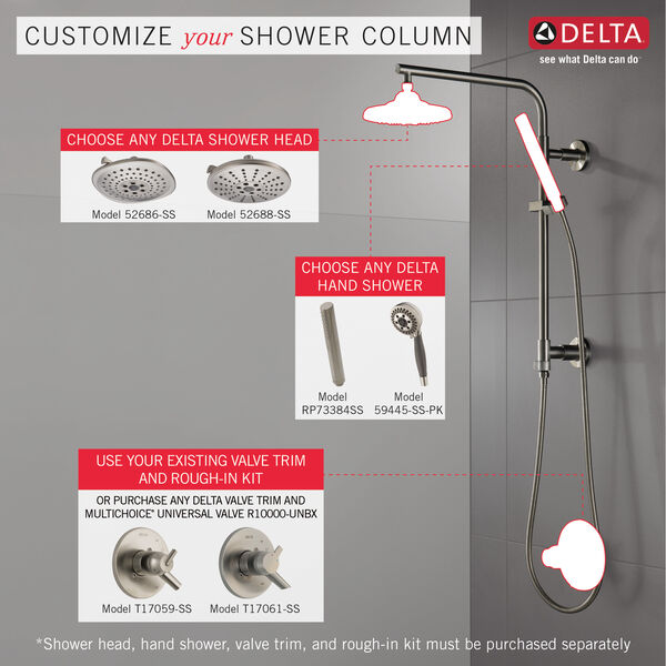 Shower Column 18" Round in Stainless 58810-SS | Delta Faucet