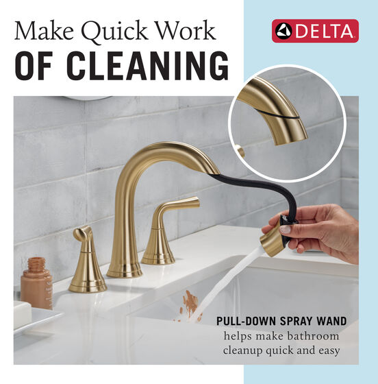 Two Handle Widespread Pull-Down Bathroom Faucet in Champagne Bronze ...