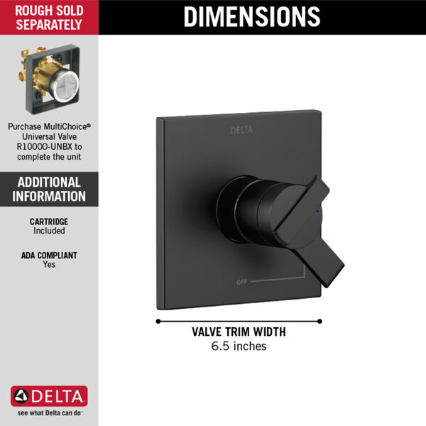 Monitor® 17 Series Valve Only Trim in Matte Black T17067-BL | Delta Faucet