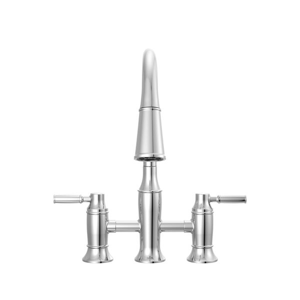 Two Handle Pull-Down Bridge Kitchen Faucet in Lumicoat® Chrome 2384L-PR ...
