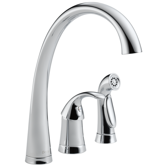 Single Handle Kitchen Faucet with Spray in Chrome 4380-DST | Delta Faucet