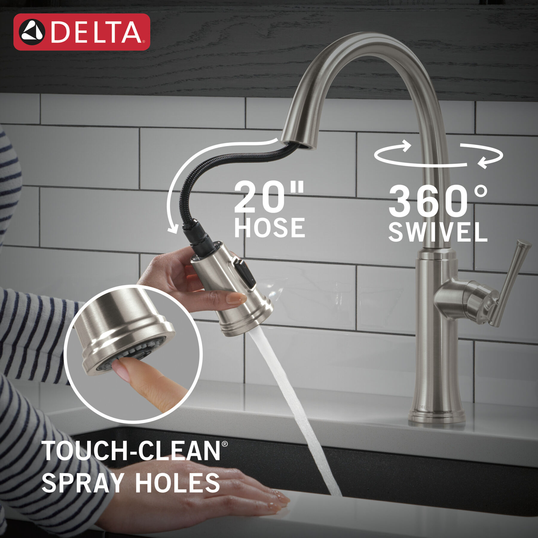 Single Handle Pull-Down Kitchen Faucet in Stainless 19842-SS-DST ...