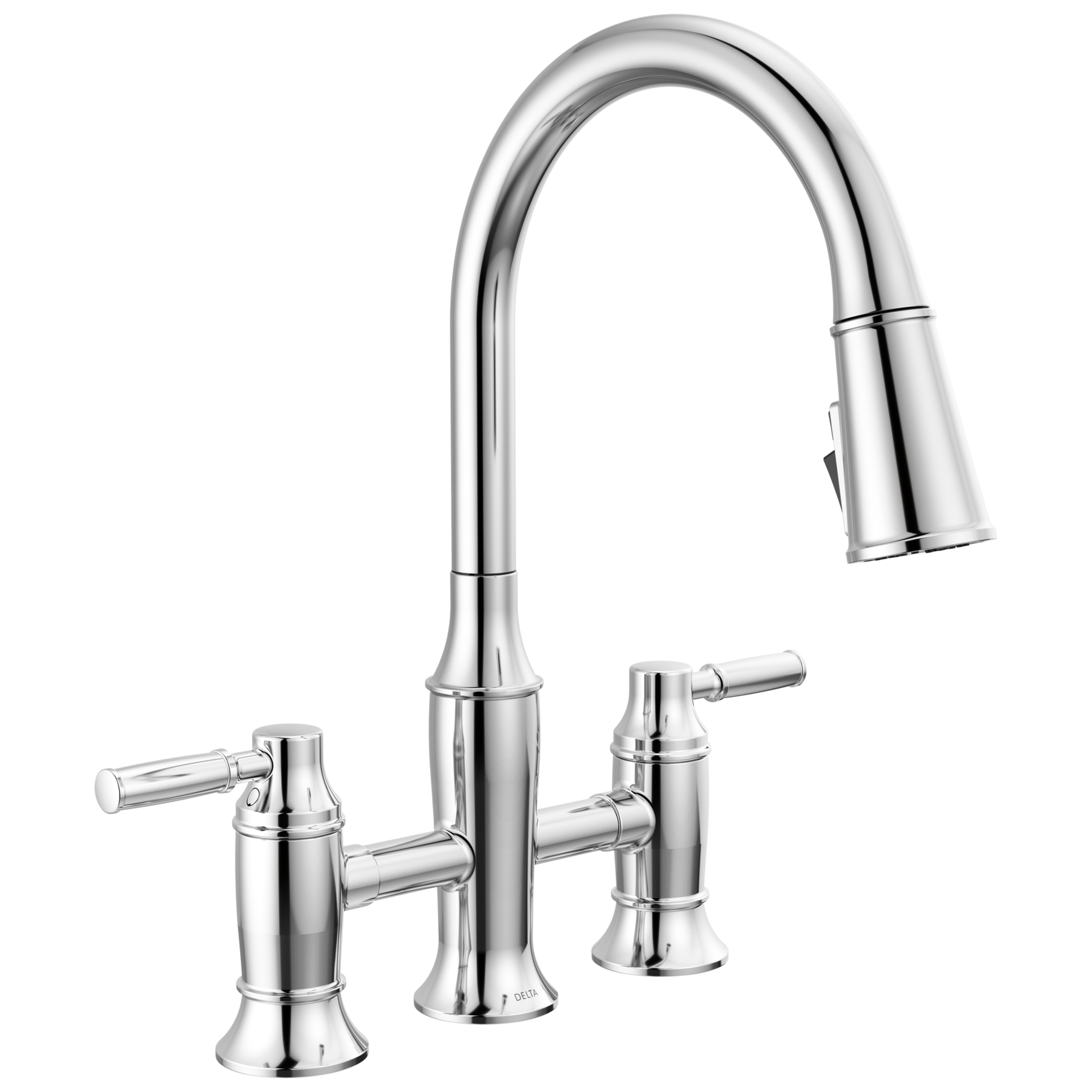Two Handle Pull-Down Bridge Kitchen Faucet in Lumicoat® Chrome 2384L-PR ...