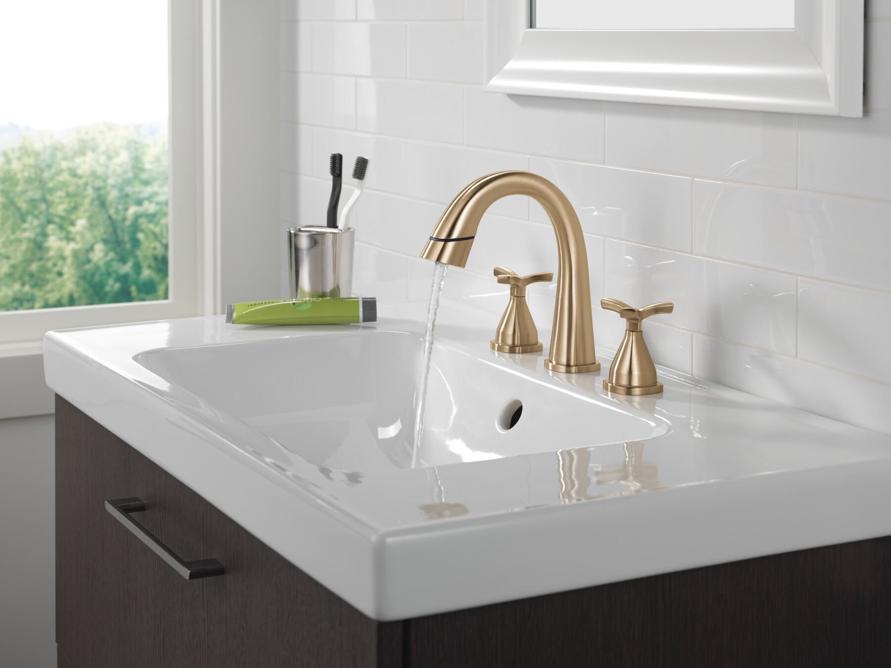 Two Handle Widespread Pull Down Bathroom Faucet in Lumicoat® Champagne Bronze 357756-CZPD-PR-DST ...
