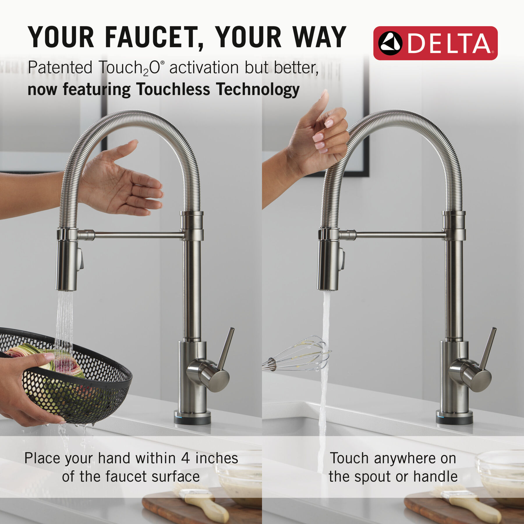 Touch2O® Kitchen Faucet with Touchless Technology in Black Stainless ...