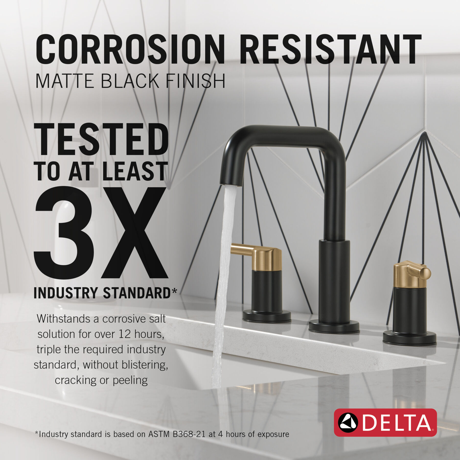 Two Handle Widespread Bathroom Faucet in Matte Black / Champagne Bronze 35849LF-GZ | Delta Faucet