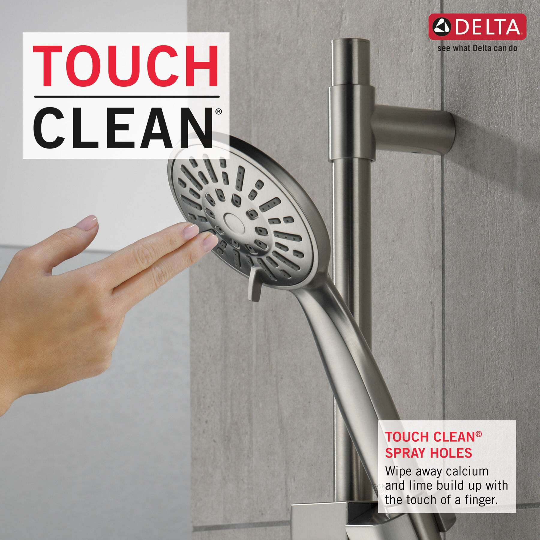 Hand Shower 1.75 GPM w/Slide Bar 4S in Stainless 51361-SS | Delta Faucet