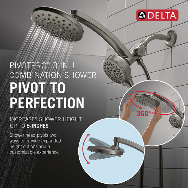 PivotPro™ 3-in-1 Combination Shower in Lumicoat® Black Stainless 58600 ...
