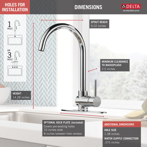 Single Handle Kitchen Faucet in Chrome 1191LF | Delta Faucet