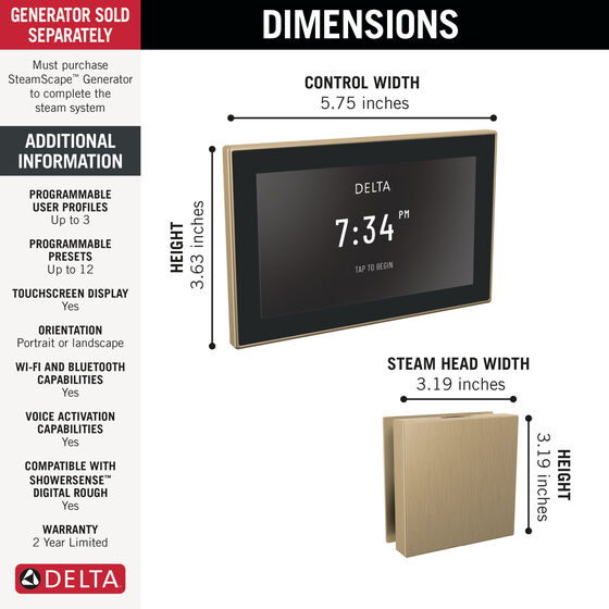 Square Digital Steam Package in Lumicoat® Champagne Bronze 5CH-550L-CZ ...